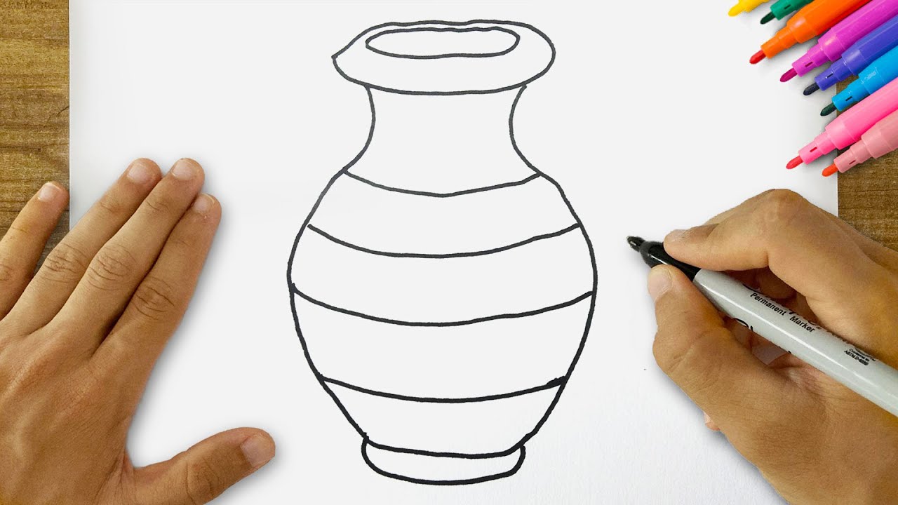 Very Simple Vase Drawing - How to Draw a Vase Step by Step | Easy ...