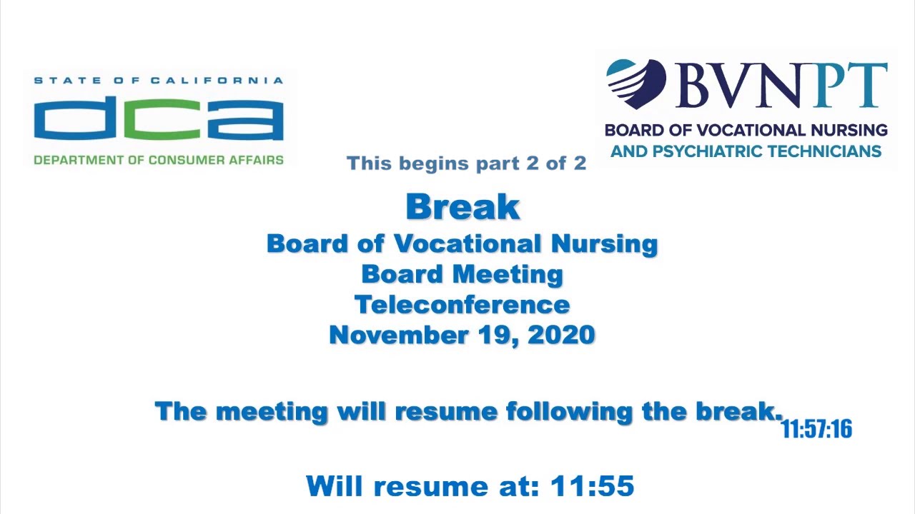 Board of Vocational Nursing and Psychiatric Technicians Meeting (part 2 ...
