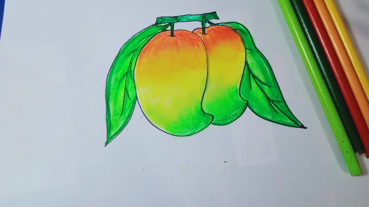 mango art | drawing mango | easy mango art | perfect mango art - YouTube