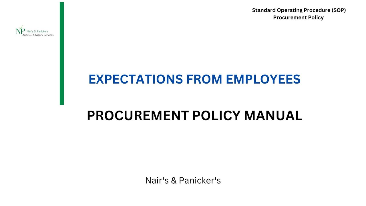 02 EXPECTATIONS FROM EMPLOYEES - PROCURMENT POLICY - STANDARD OPERATING ...