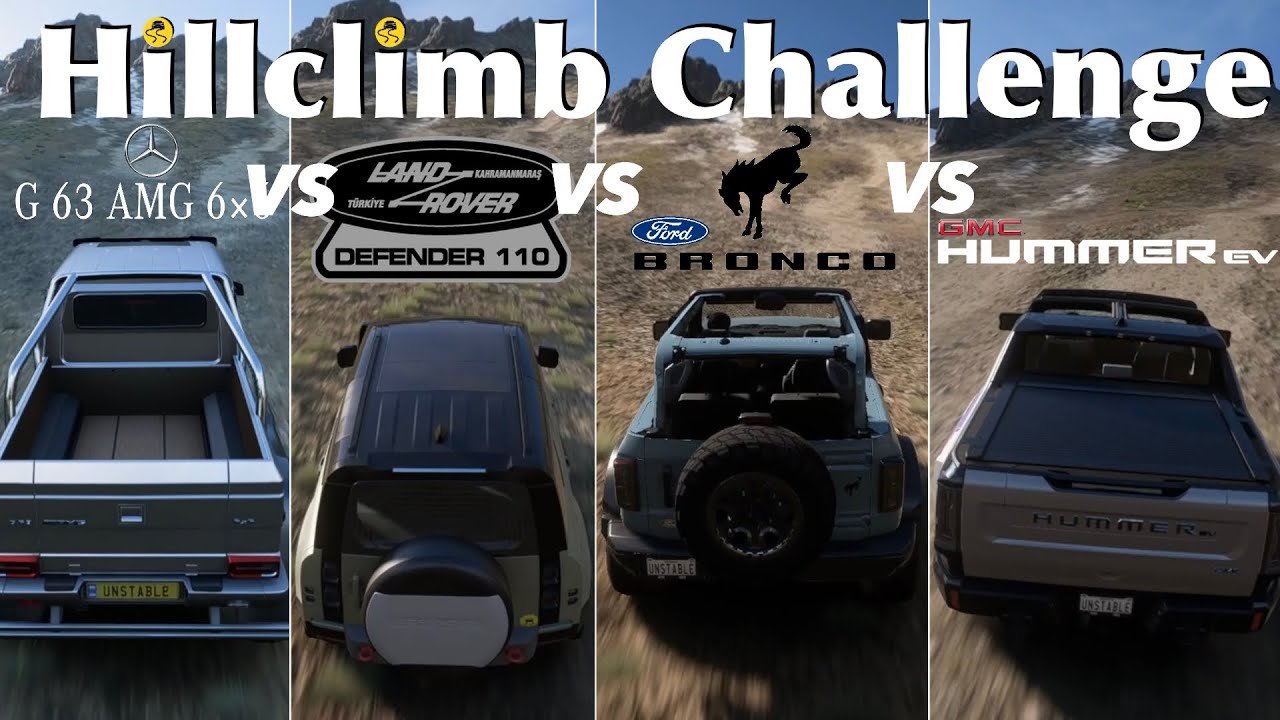 AMG G63 6x6 vs Ford Bronco vs Land Rover Defender vs Hummer EV | Forza ...