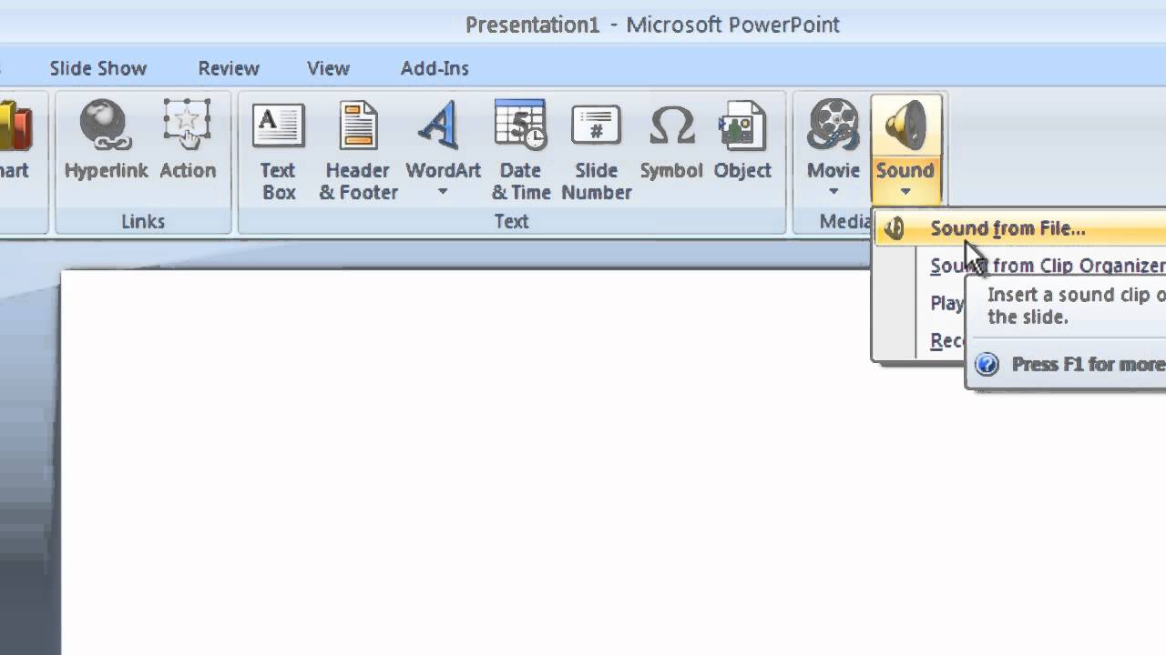inserting sound frm file - YouTube