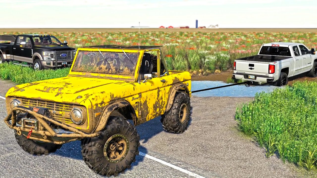 BRONCO RESCUES STUCK CHEVY SILVERADO! (DEEP MUD) | FARMING SIMULATOR ...