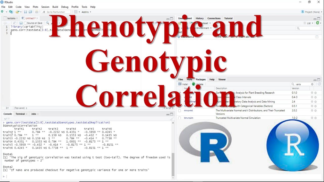 Phenotypic and Genotypic Correlations using R studio in one step with ...