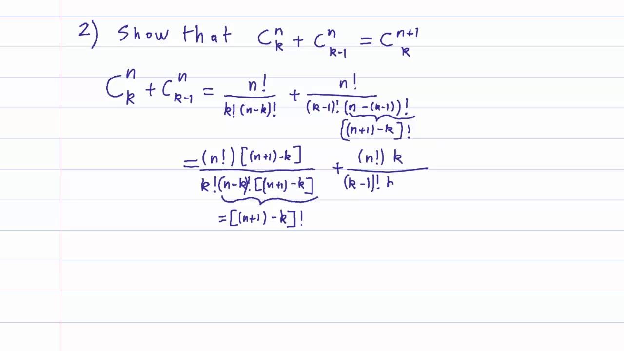 ECO227 - Midterm 2013 - Q1.2 - Pascal's Identity - YouTube