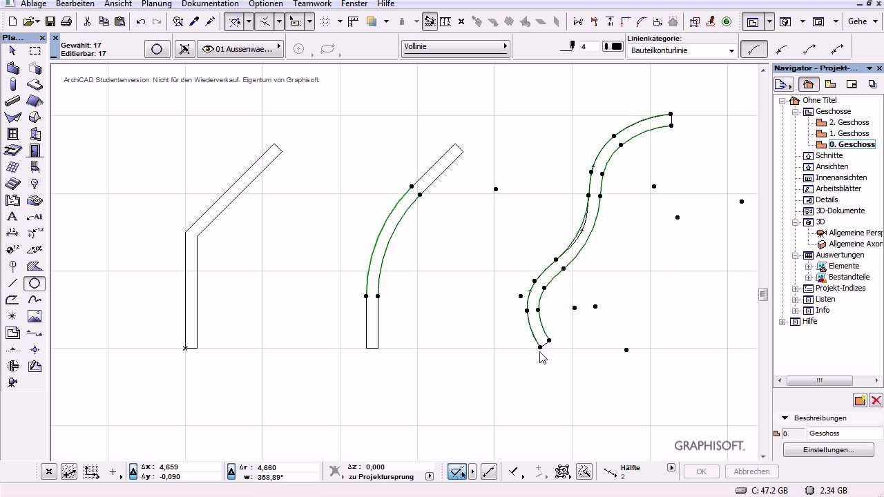 Archicad 16 nano Tut parallele Linien mit Wänden - YouTube