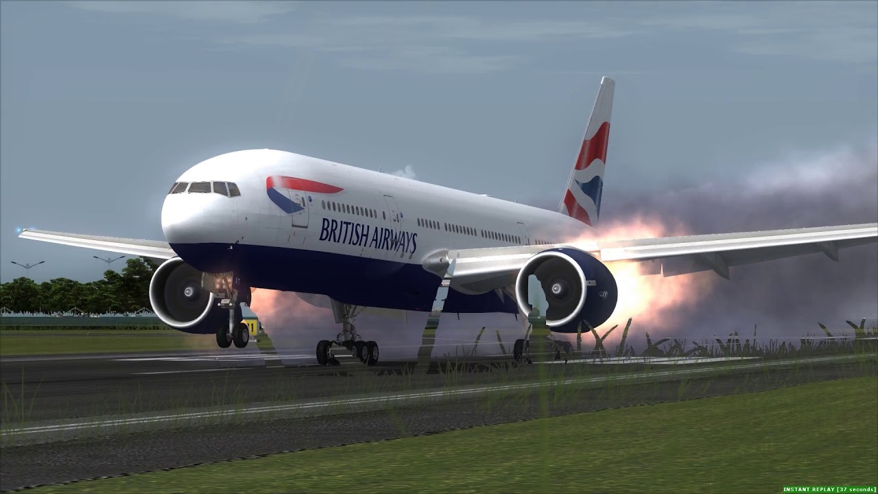 British 777-200ER Engine Fire landing at Bali - YouTube