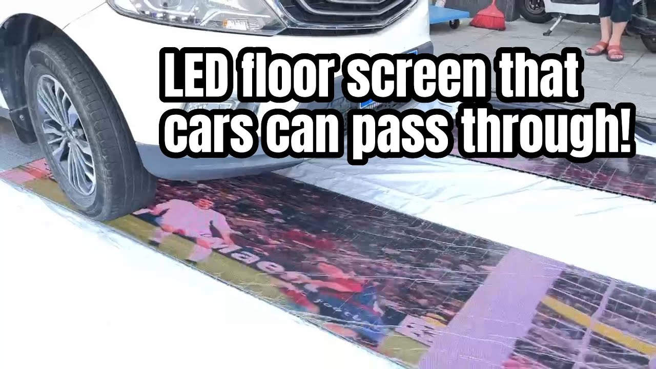 LED floor screen that cars can pass through! - YouTube