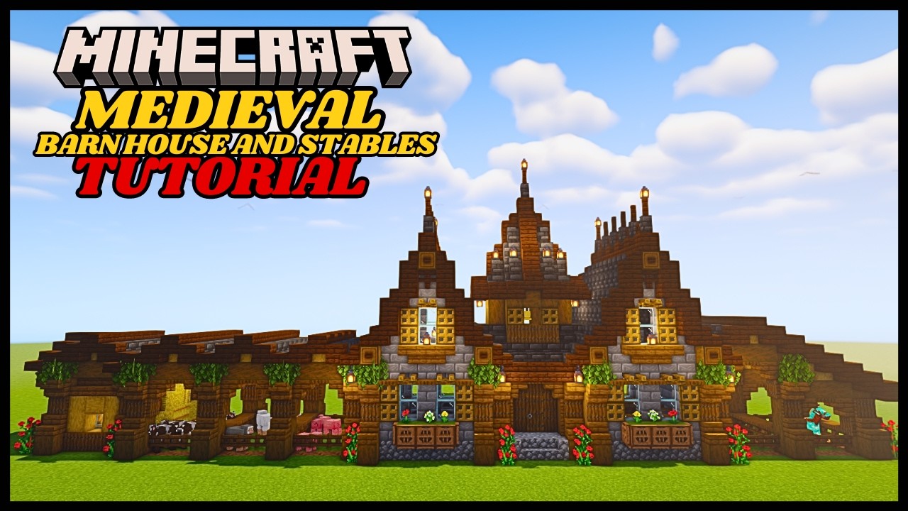 MINECRAFT : EASY! Medieval Barn House and Stables TUTORIAL | JAVA ...
