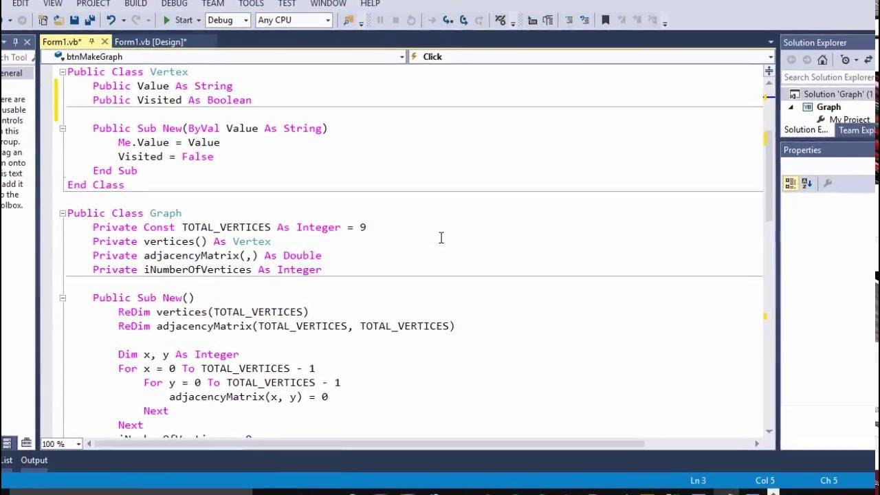 Graph Data Structure 2. Implementation in VB.NET - YouTube