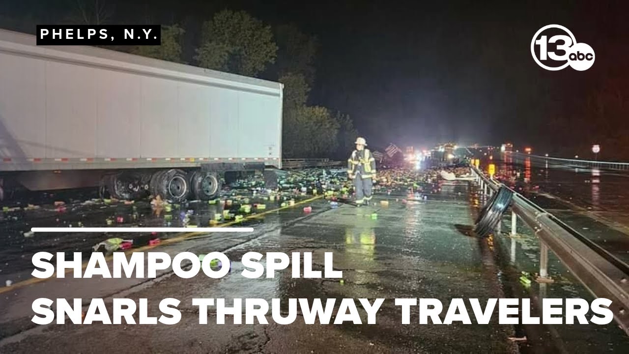Shampoo spill snarls Thruway travelers - YouTube