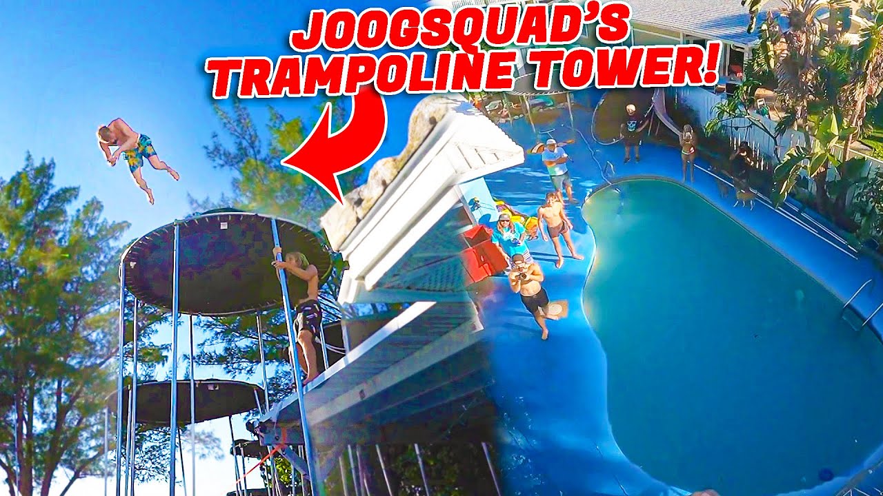 INSANE TRAMPOLINE TOWER Vs POOL With JOOGSQUAD! - YouTube