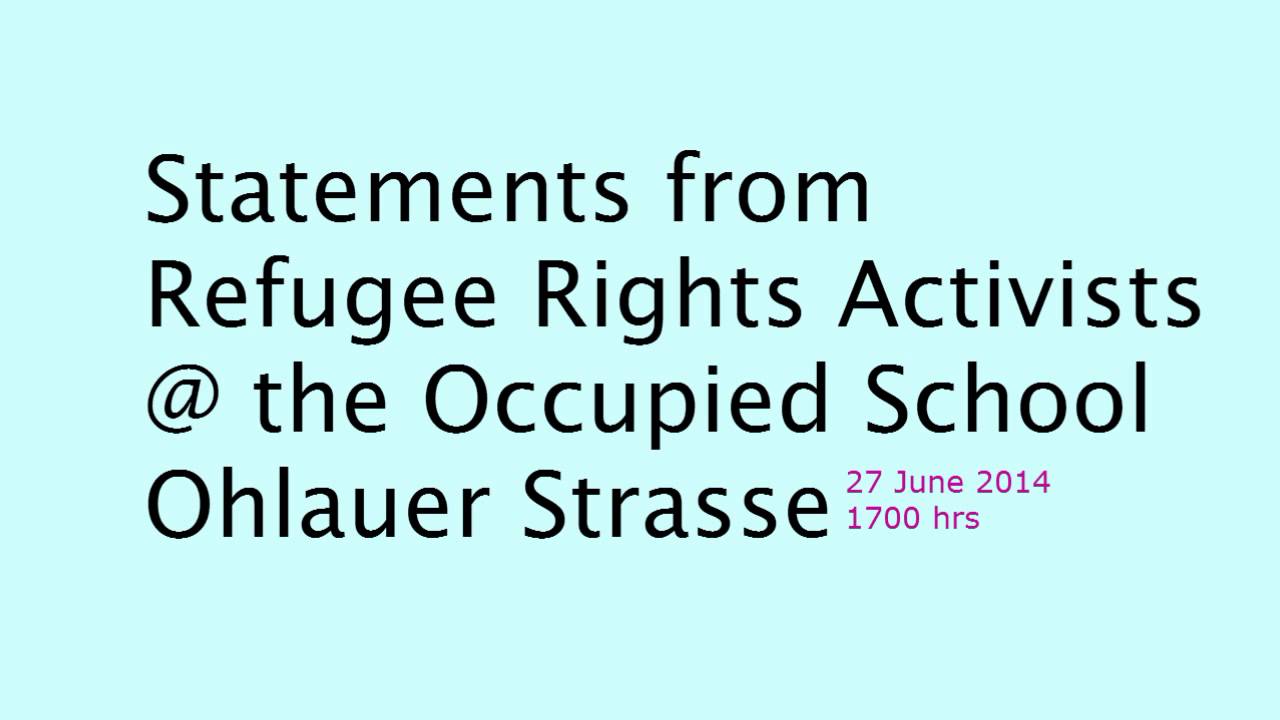 Refugee Statements 27 Juni 2014 - YouTube