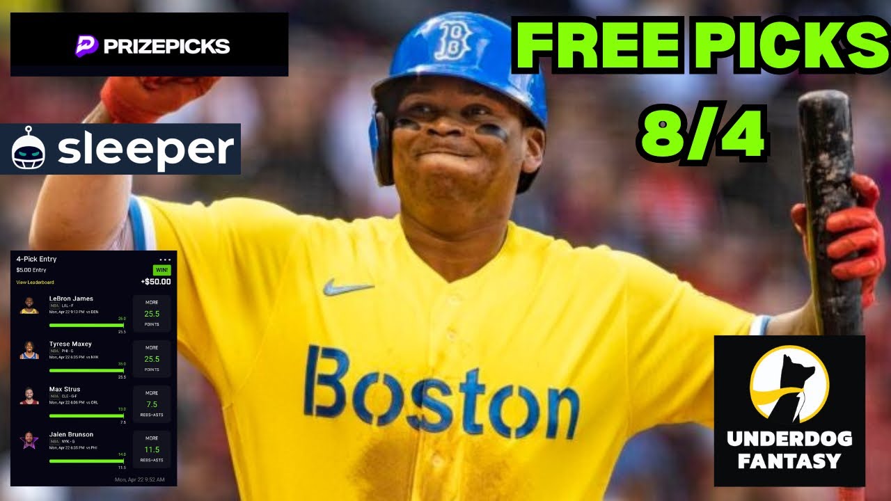 MLB Player Props Prize Picks Sleeper Fantasy Underdog DFS FREE PICKS 8 ...