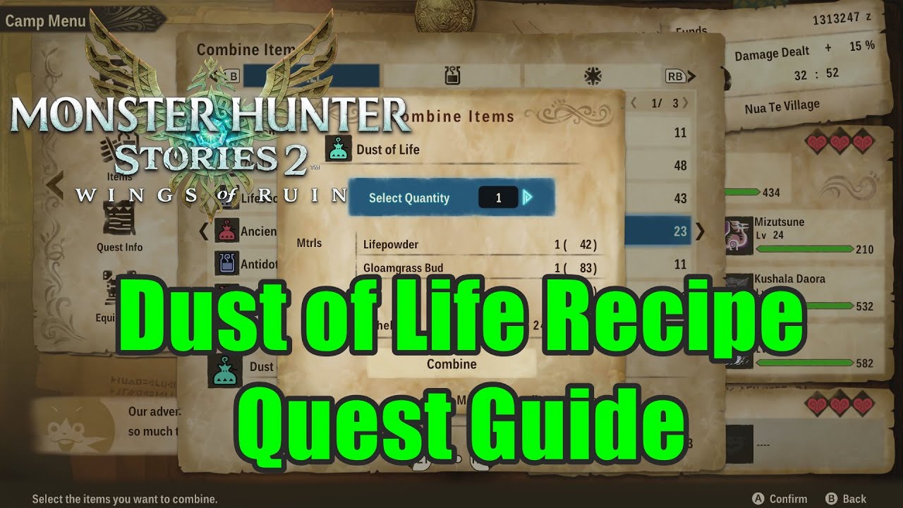 MHS 2 - How to get Dust of Life Recipe in Monster Hunter Stories 2 ...