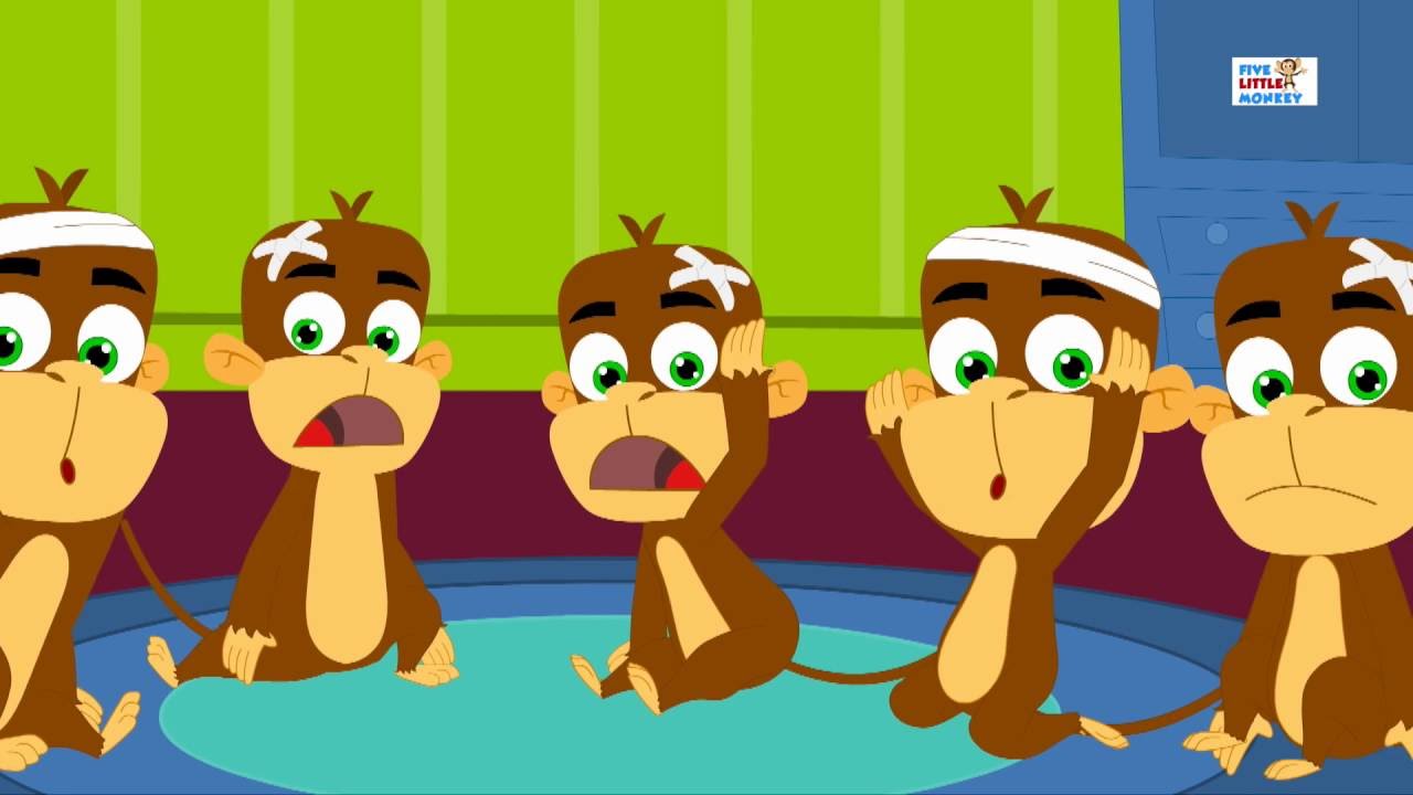 five little monkeys | nursery rhymes | kids songs | children videos ...