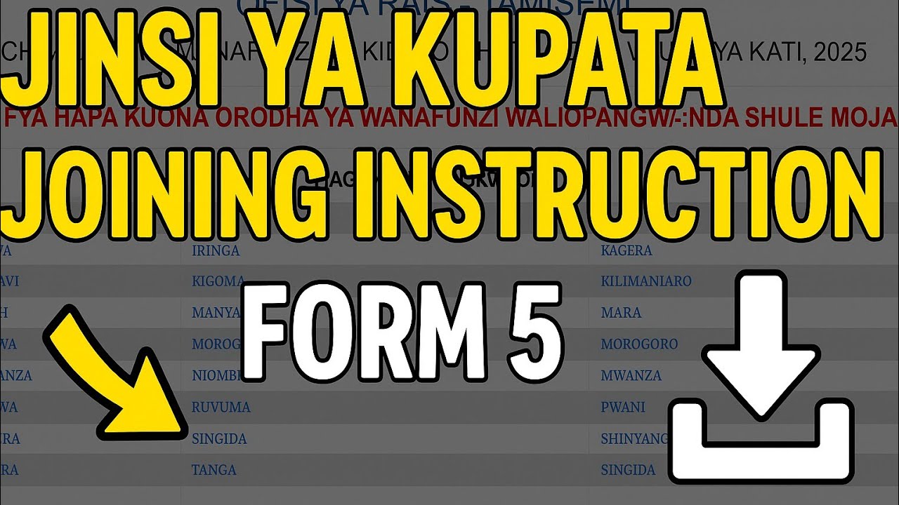 Jinsi ya ku download Joining Instruction form 5 - YouTube