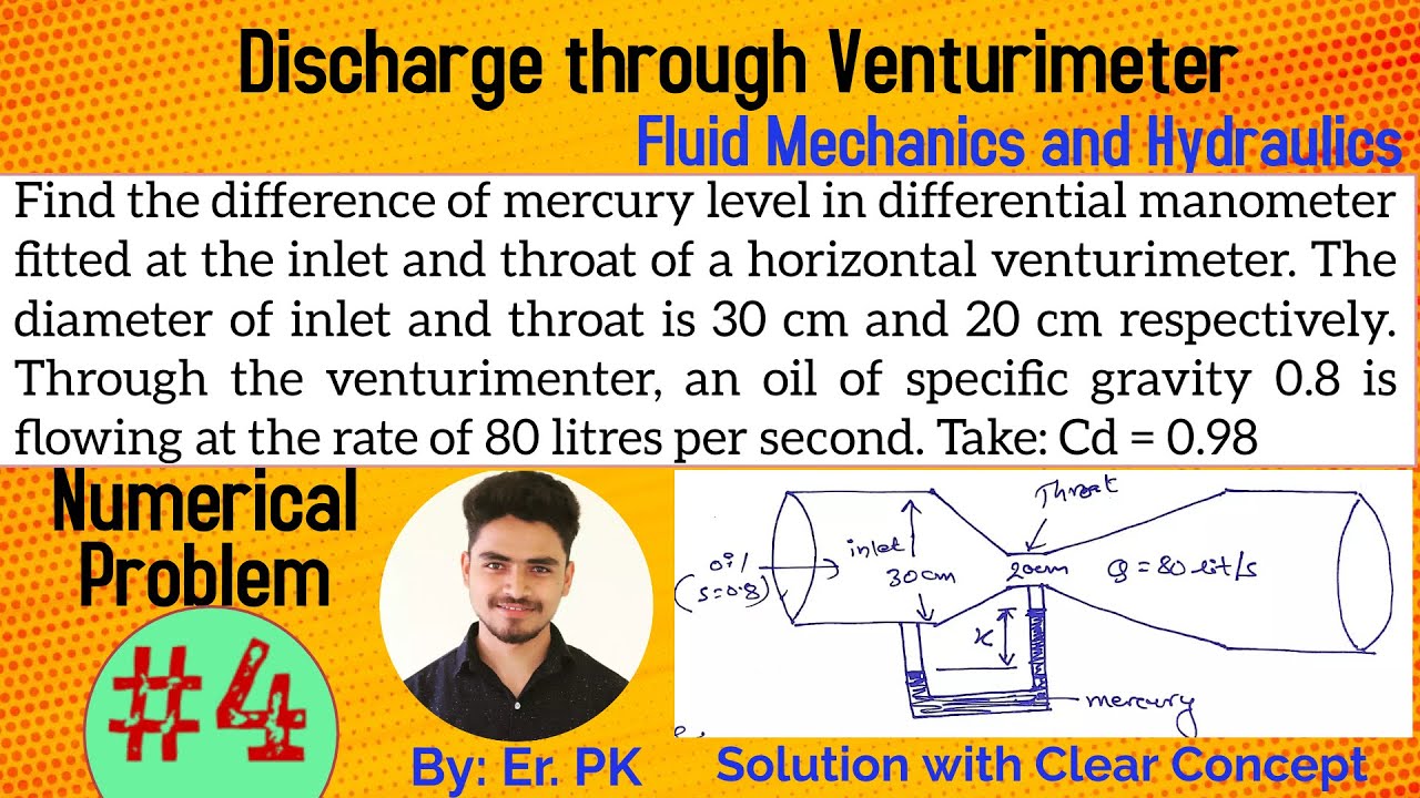 Discharge through Venturimeter | Numerical Problem #4 | Fluid Mechanics ...