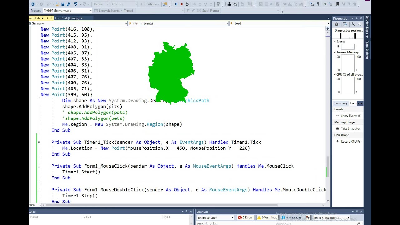 How to create Germany graphics shape visual basic visual studio 2017 ...