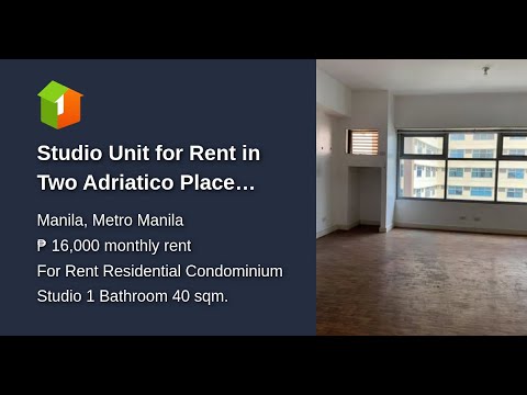 Studio Unit for Rent in Two Adriatico Place Malate Manila - YouTube