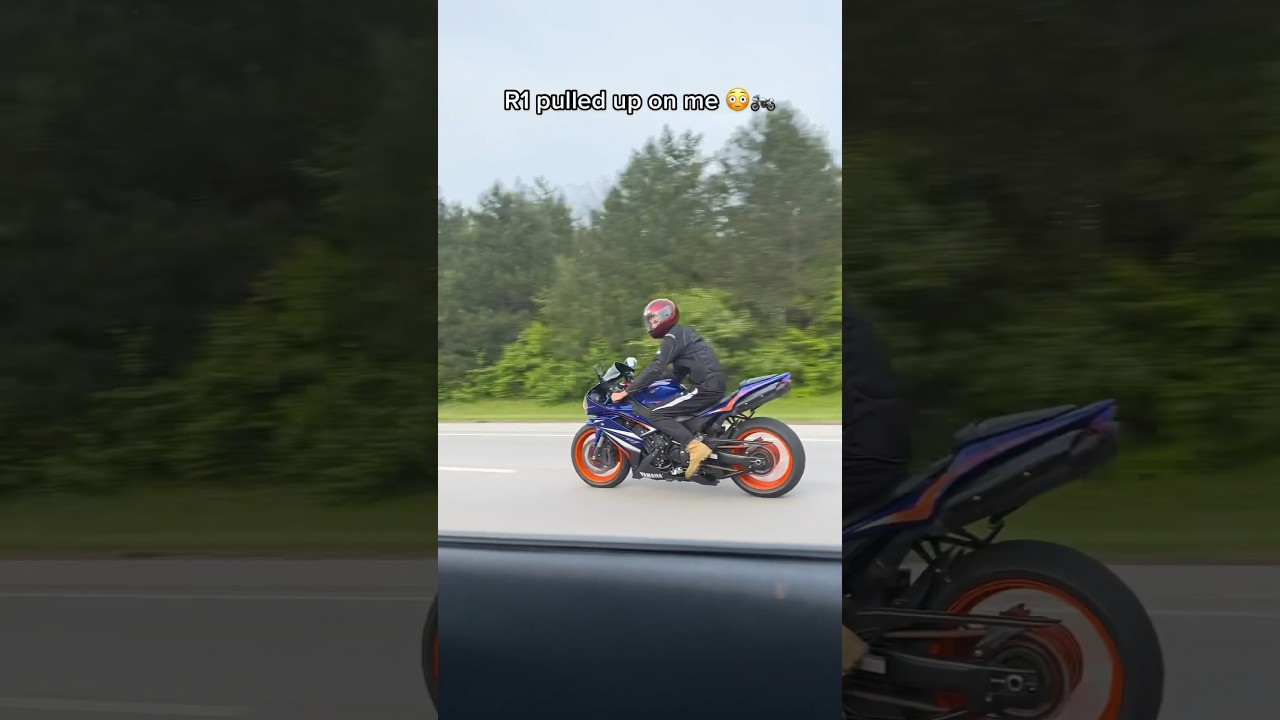 Yamaha R1 Pulls Up On A Fully Modded Hellcat 😳🏍 - YouTube