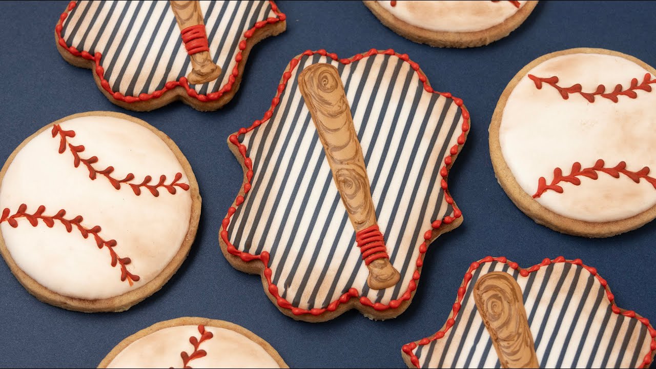 How To Decorate Baseball Cookies With Royal Icing - YouTube