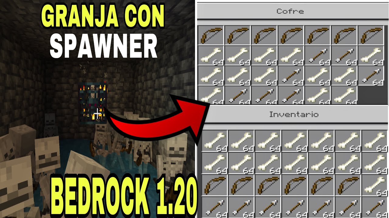 La granja de spawner más eficiente para esqueletos en Minecraft Bedrock 1.20 - YouTube