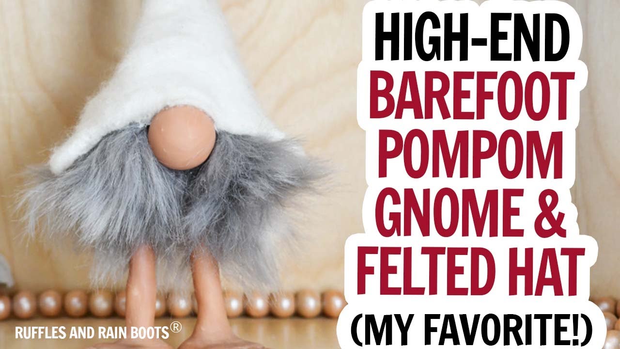 Barefoot Pompom Gnome / Standing Gnome with Feet / Felted Gnome Hat ...
