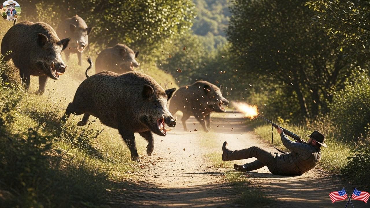 Herd Ferocious Wild Boar Suddenly Appears - Hunter Suddenly Falls In ...