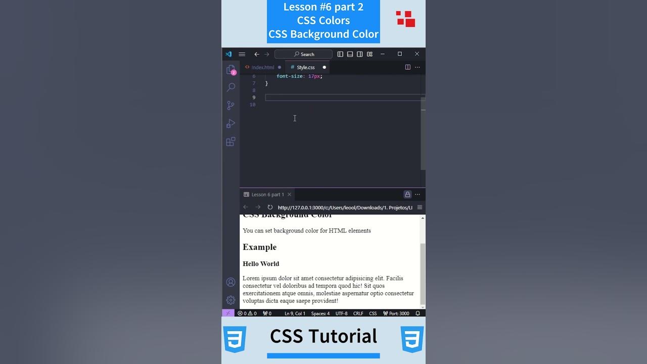 Css Tutorial Lesson 6 Part 2 Css Color Css Background Color Css Csstutorial Html Youtube