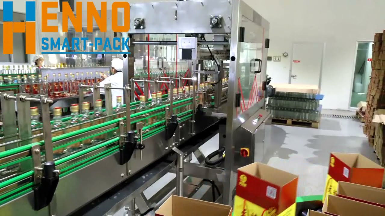 Up to 12000 BPH glass bottle case packer - YouTube
