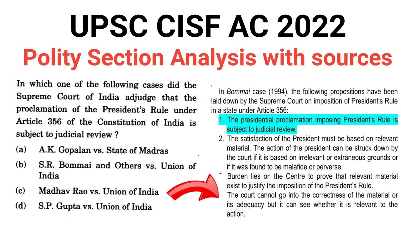 UPSC CISF AC 2022 || Polity Section Analysis || #facetsofupsc - YouTube