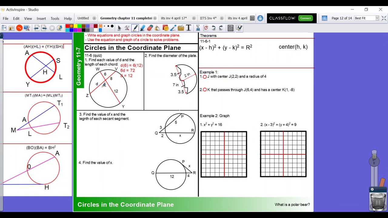 11-7: Circles on the Coordinate Plane (+review of segments ...