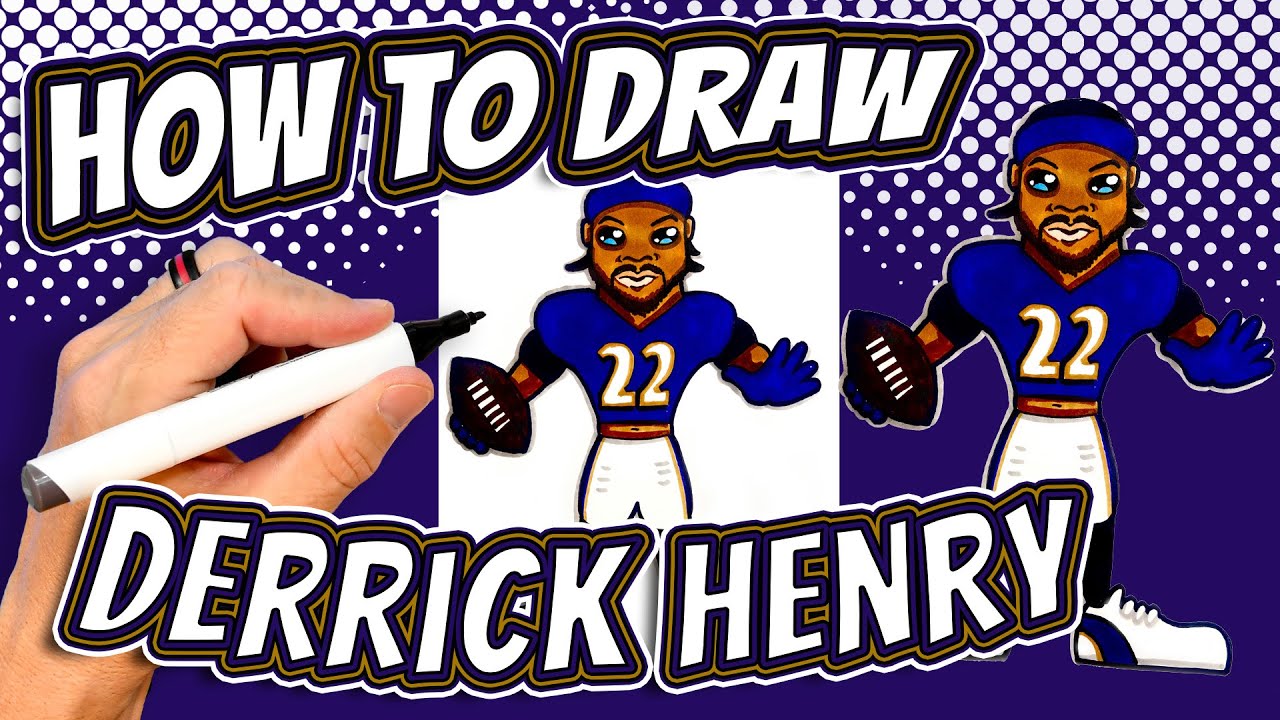 How to Draw Derrick Henry for Kids - Baltimore Ravens NFL Football ...