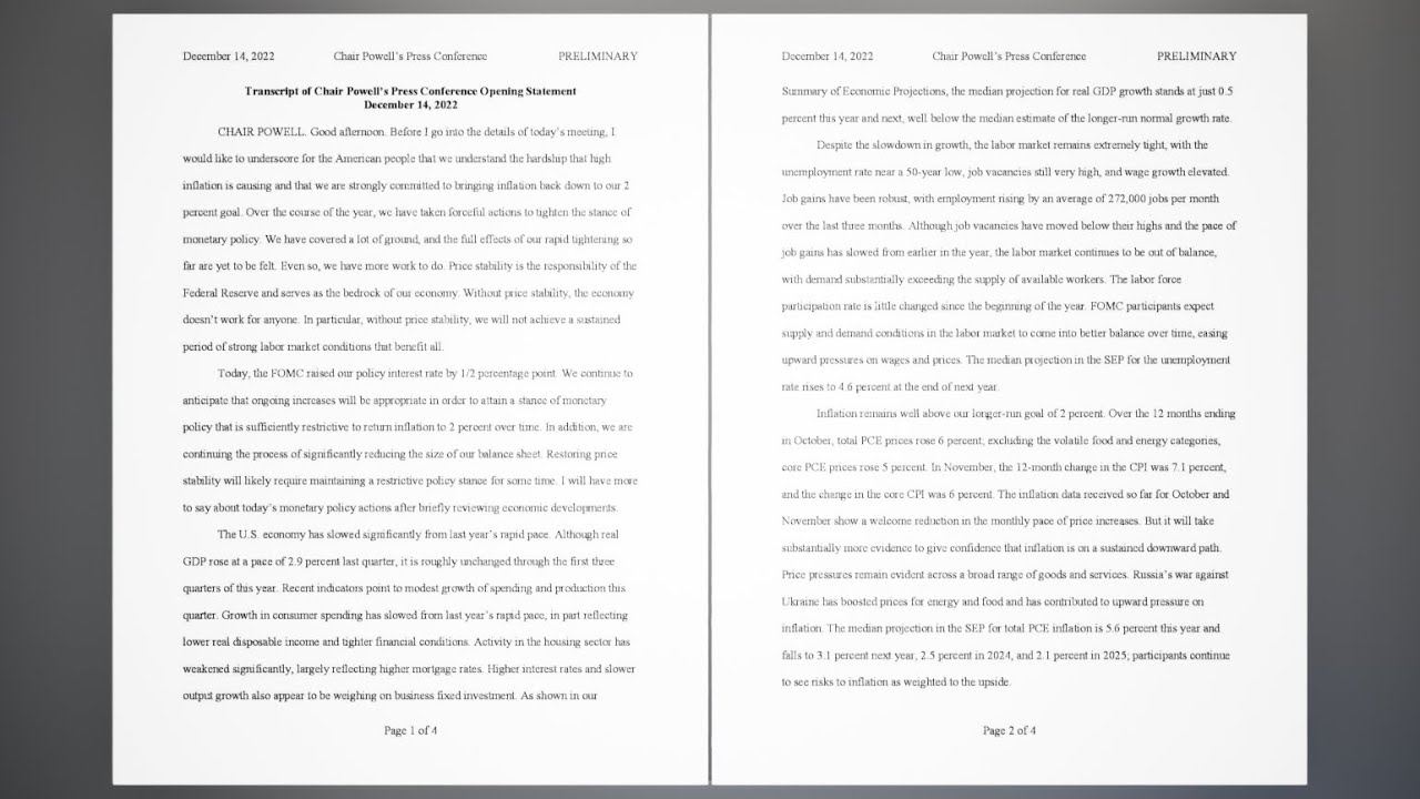 Transcript of Chair Powell’s FOMC Press Conference Opening Statement ...