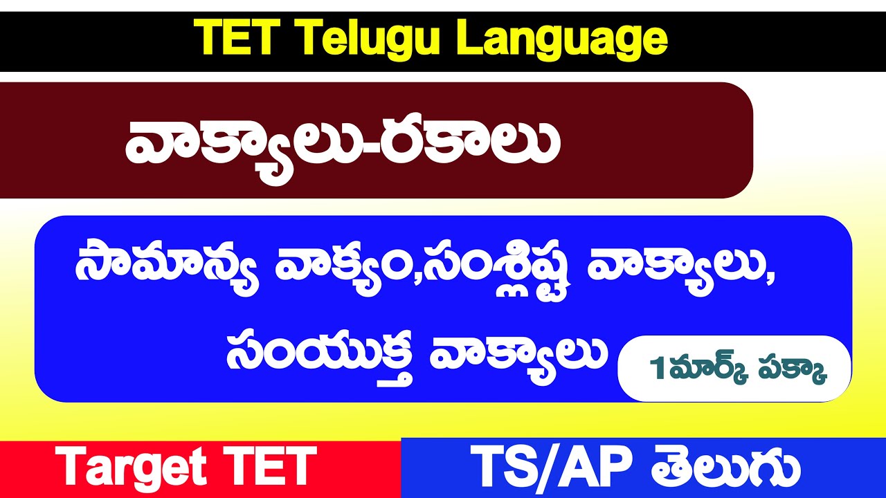 Vakyalu Rakalu || Samanya vakyalu, Samslista vakyalu, Samyukta vakyalu ...