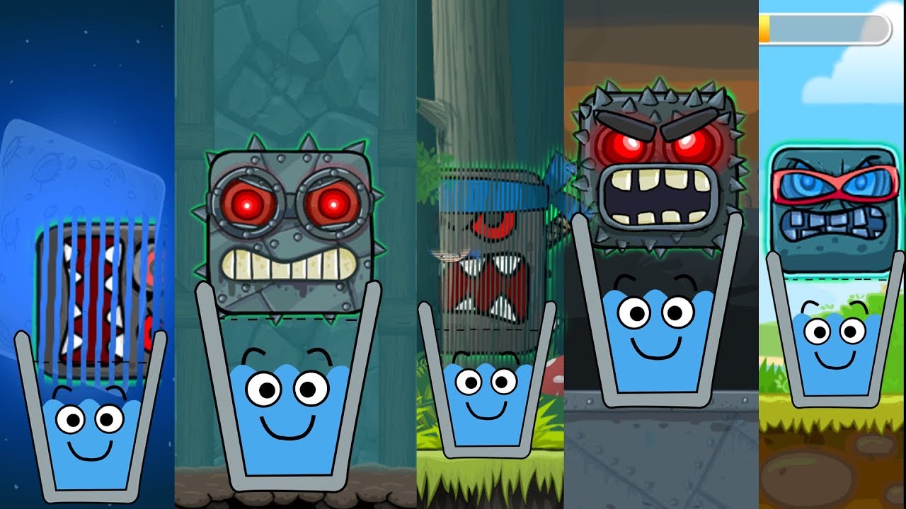 All 5 BOSS battles with Happy Glass Ball in Red Ball 4 gameplay - YouTube