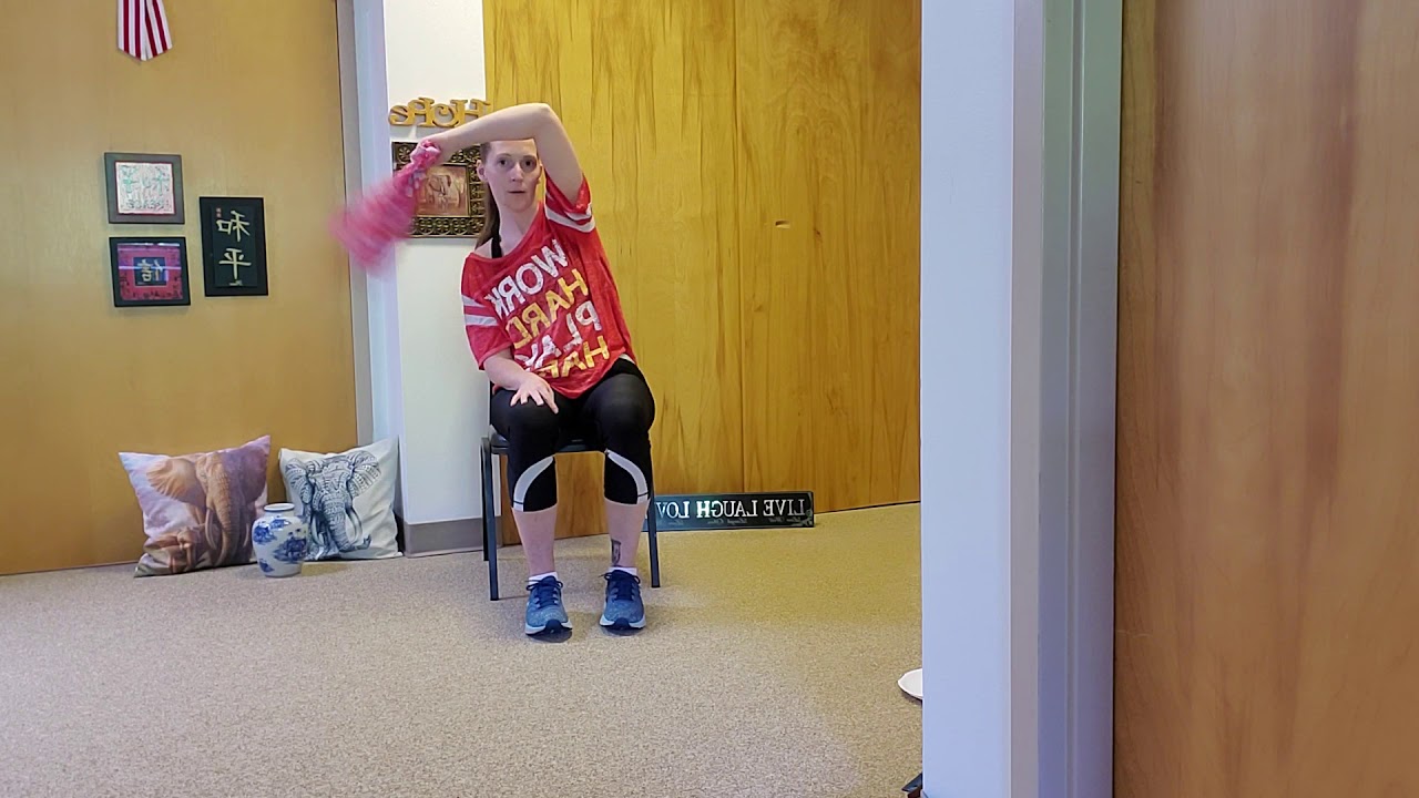 Chair cardio and mind bender with scarf - YouTube