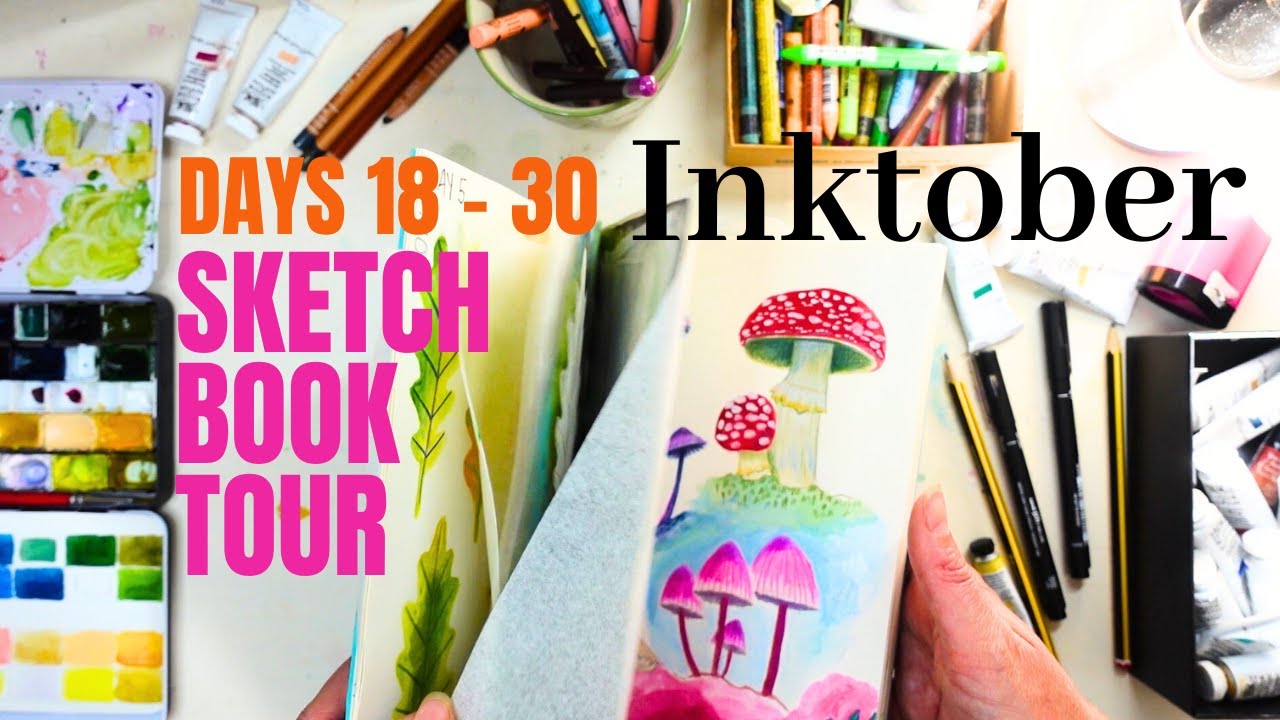 Inktober ep 6 SKETCHBOOK TOUR of all my artworks made in October - YouTube