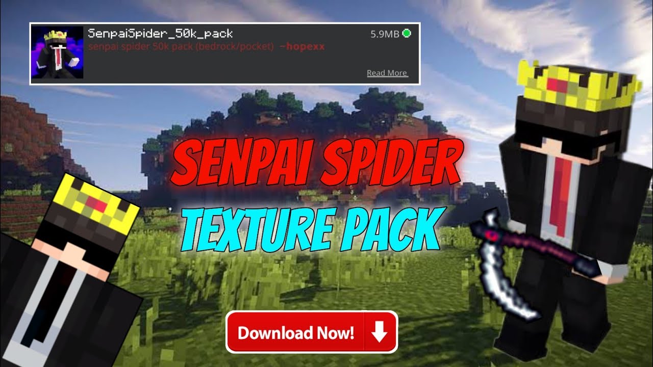Senpai Spider Texture Pack Download For Mcpe Hindi Youtube