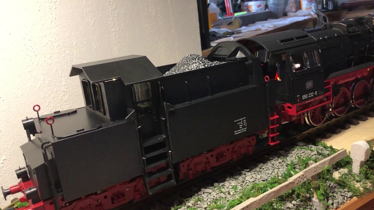 BR 50 DB PIKO G mit Kabinentender und ESU Sound 5XL - YouTube