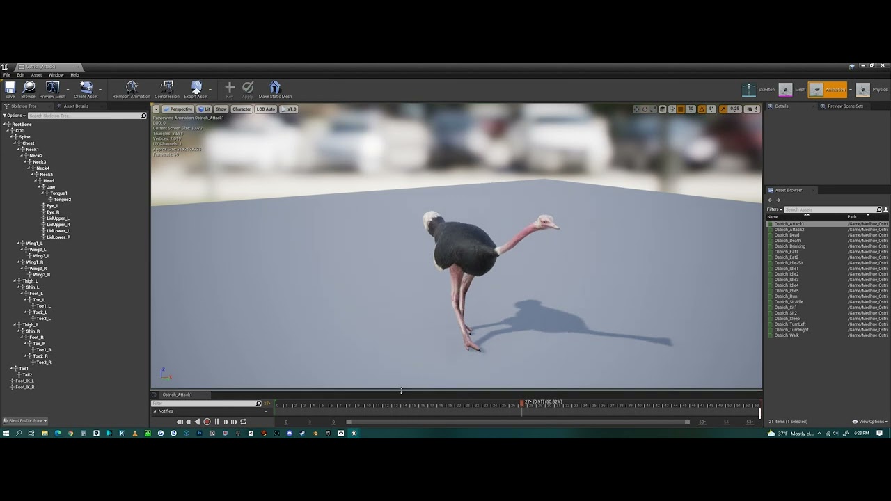Medhue Ostrich bird in Unreal Engine! - YouTube