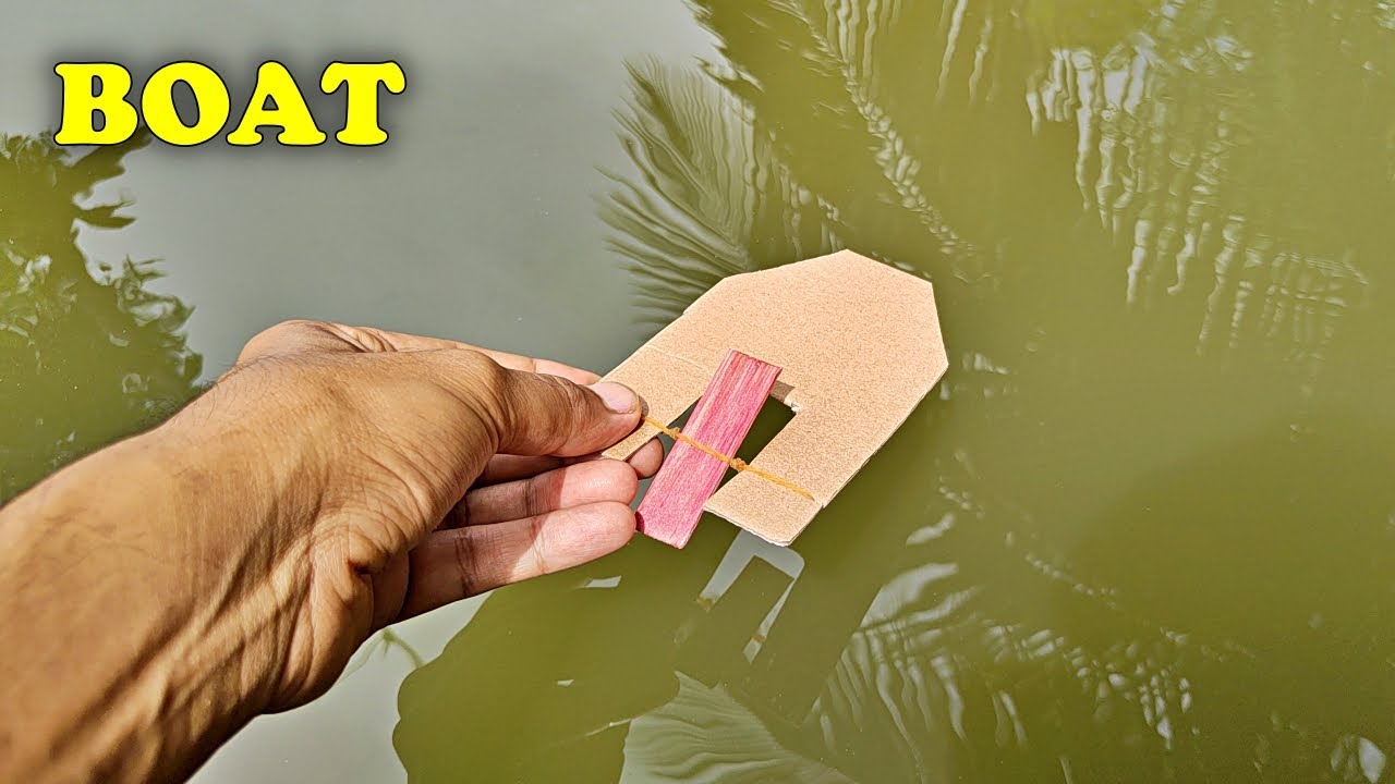 How to make boat with cardboard and rubber band! - YouTube
