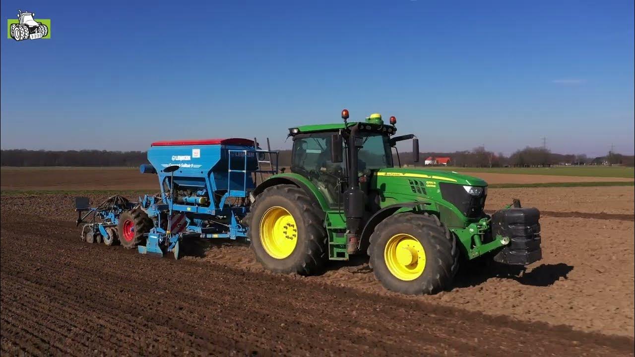 Erwten zaaien met Lemken Compact-Solitair 9 en John Deere 6155R - YouTube