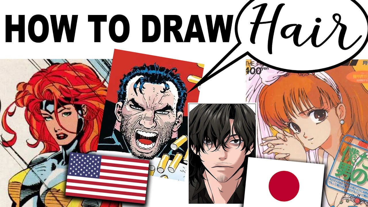 How to Draw HAIR in COMIC BOOK and MANGA Styles - YouTube
