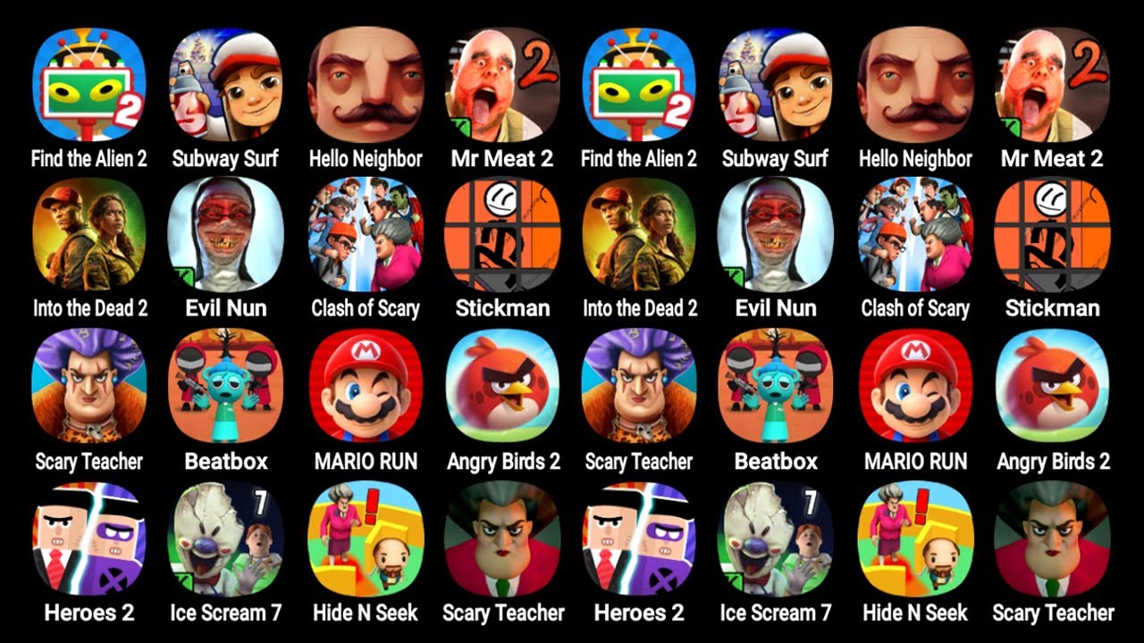 Games: Find The Alien 2, Subway Surf, Hello Neighbor, Mr Meat 2, Into ...