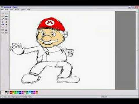 Mario drawing in ms paint - YouTube