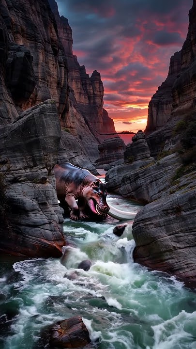 The giant python has entered the hippo's territory! #youtubeshorts # ...