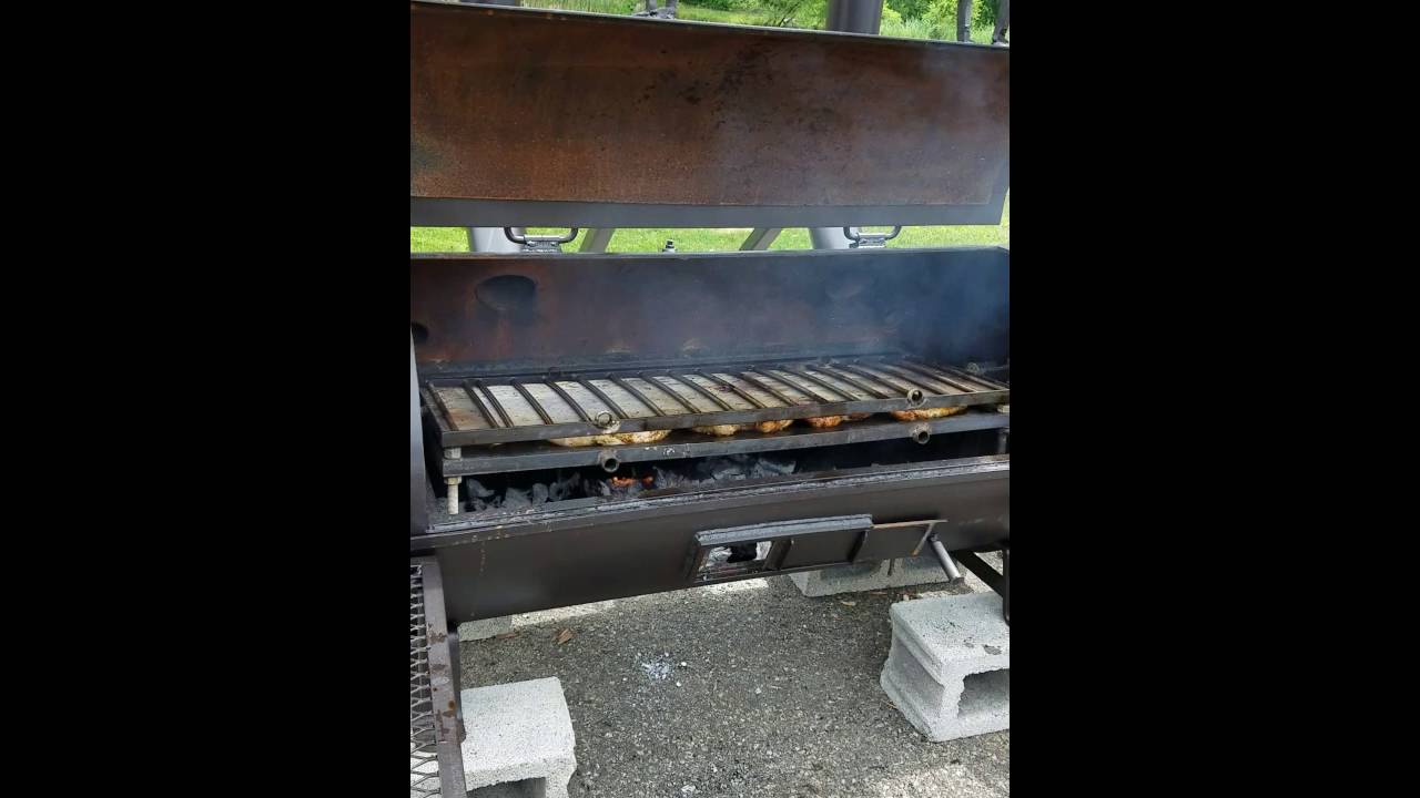 BBQ grill and rostissery from a compressor tank - YouTube