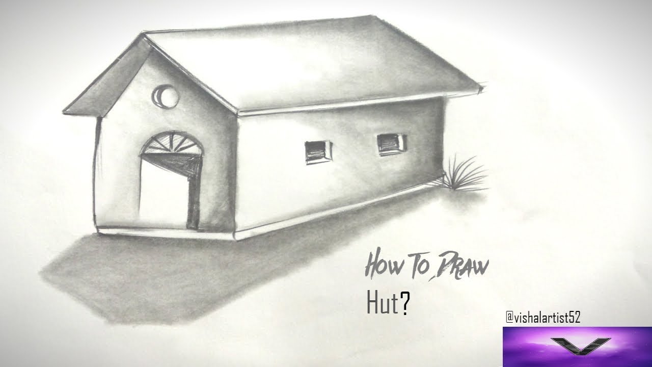 How To Draw Hut | Pencil art - YouTube